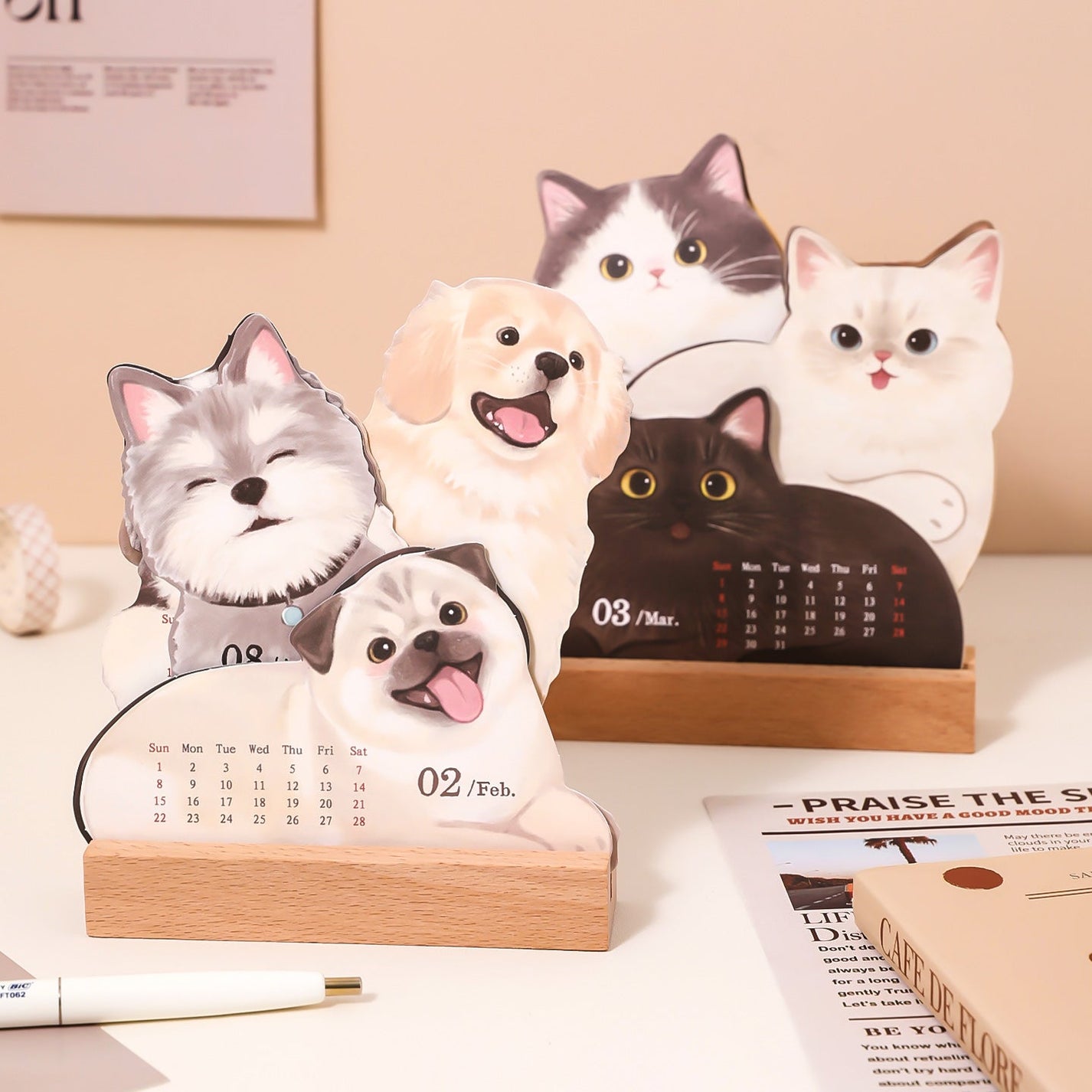 2026 Meow & Woof Desktop Calendars – The Kawaii Nest