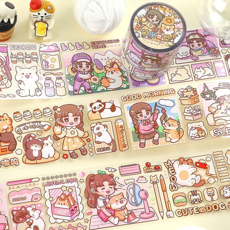 Cute Kawaii P.E.T. Sticker Rolls - 3m x 5cm, 3 Color Themes – The ...